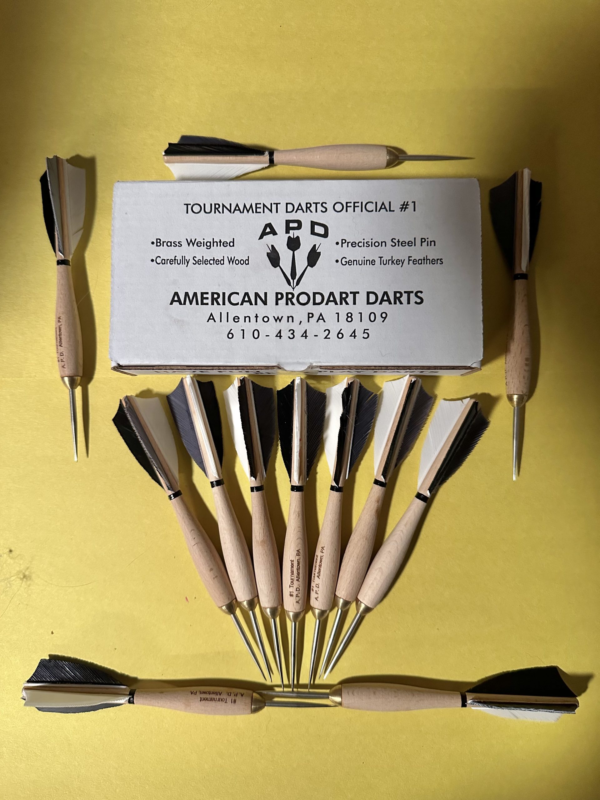 842 Black, Grey & White Wooden Turkey Feather Darts | Big Boys Darts