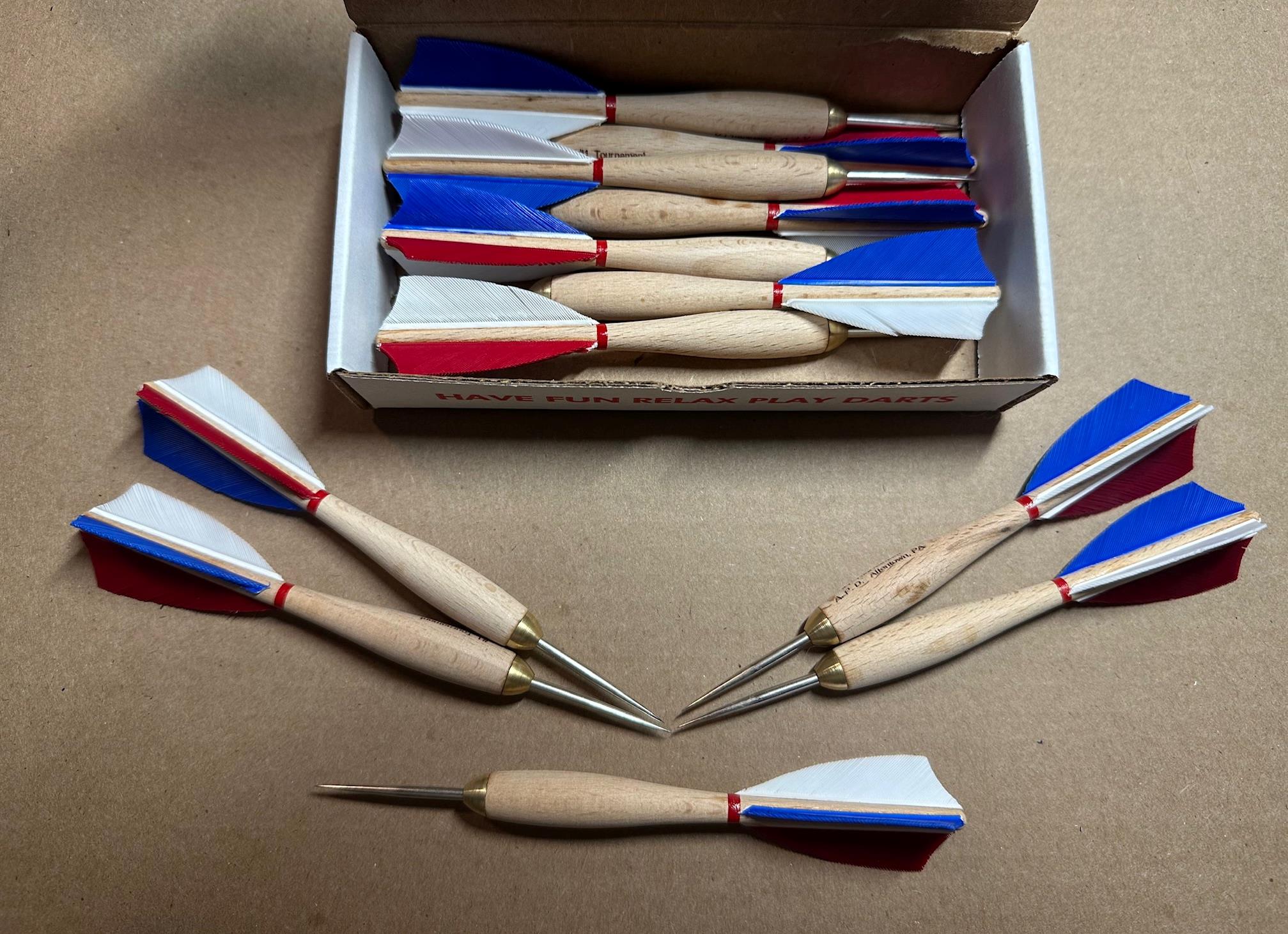 828 Red, White & Blue Turkey Feather #1 Wooden Darts | Big Boys Darts