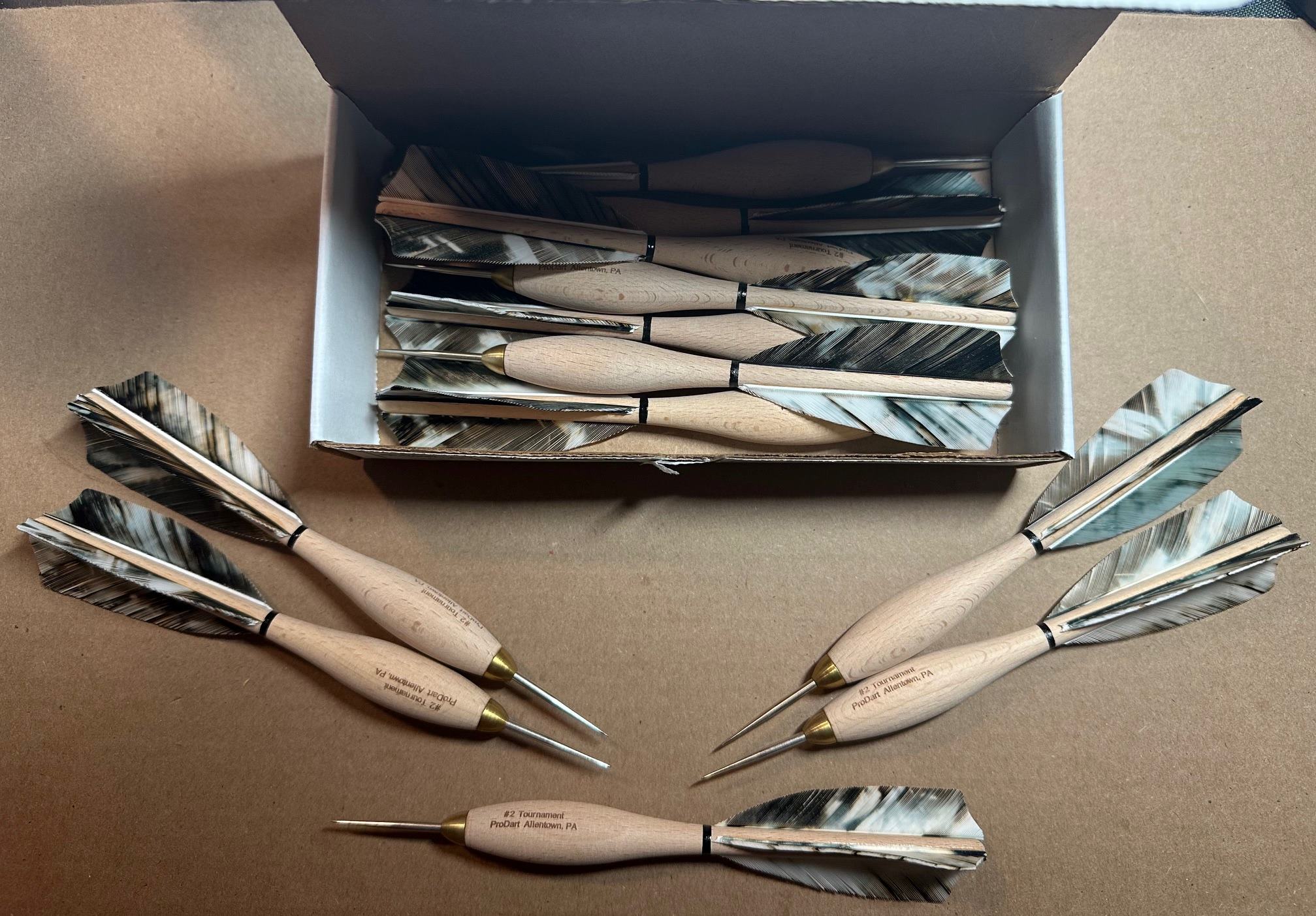 922 White Camo Turkey Feather # 2 Dartball Wooden Darts | Big Boys Darts