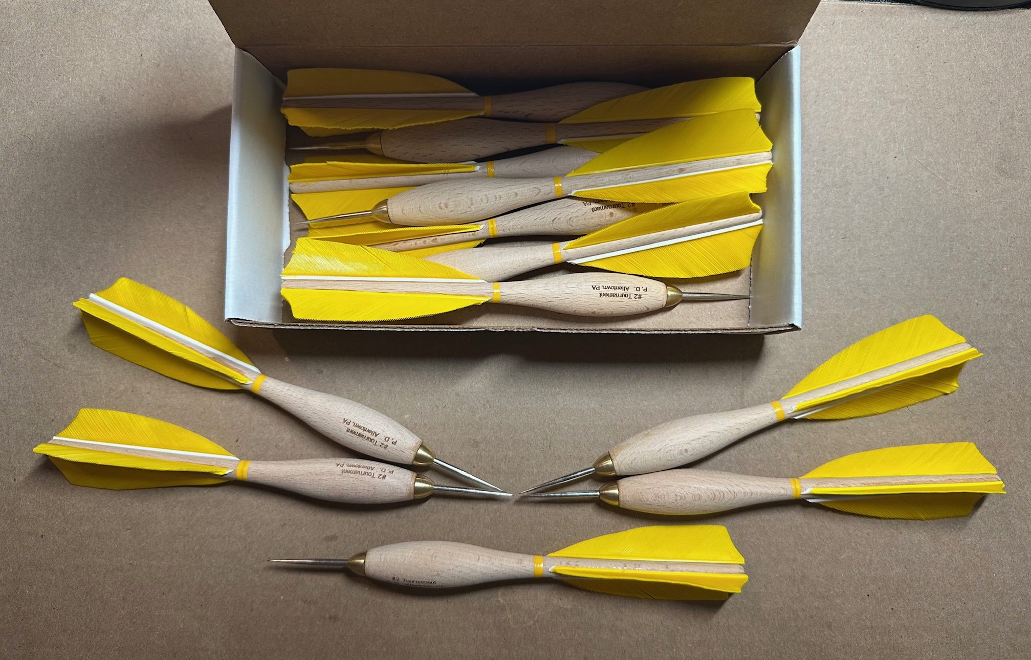 910 Yellow Turkey Feather #2 Dartball Wooden Darts | Big Boys Darts