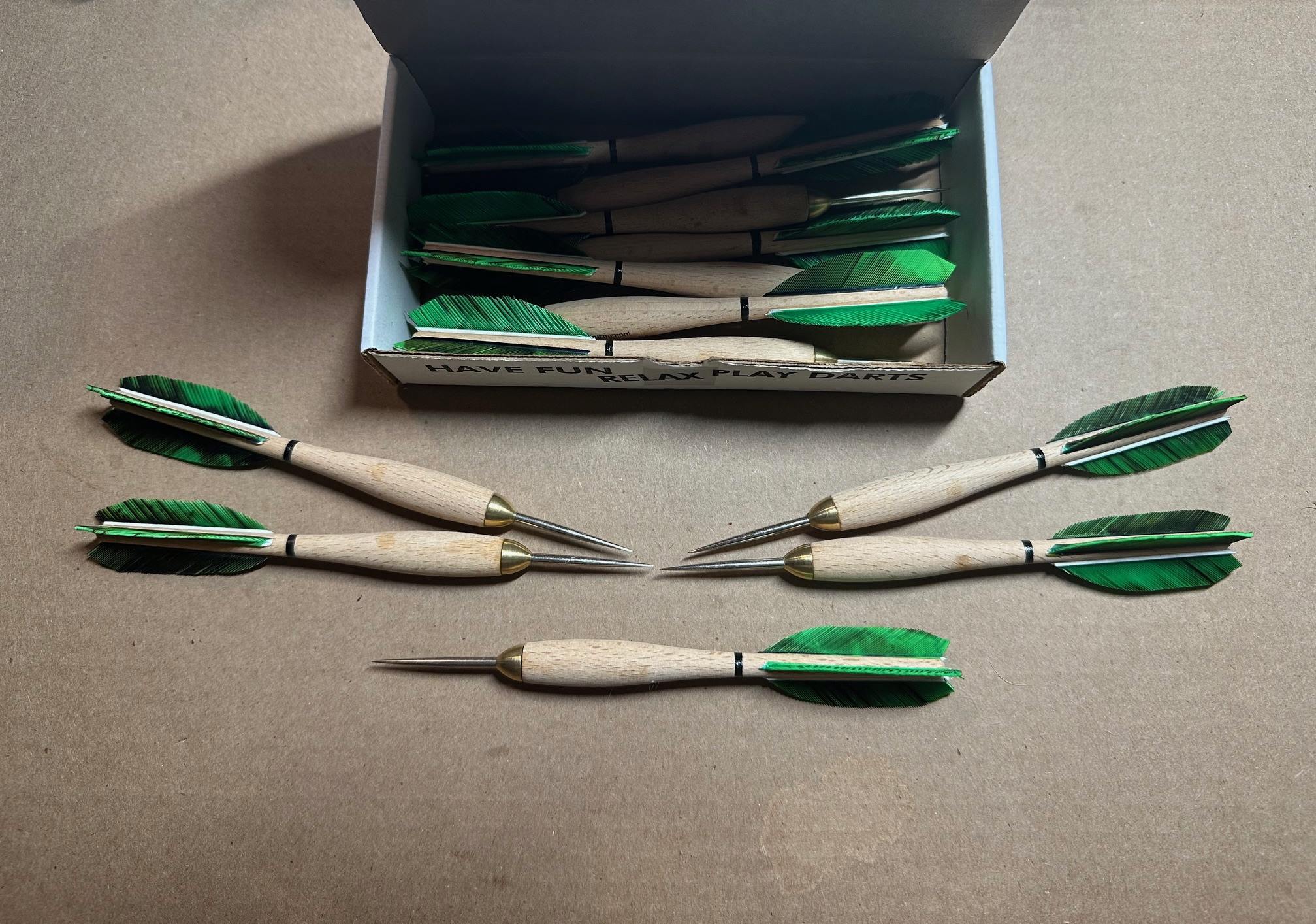 720 Green Camo Turkey Feather #1 Elite Series Wooden Darts | Big Boys Darts