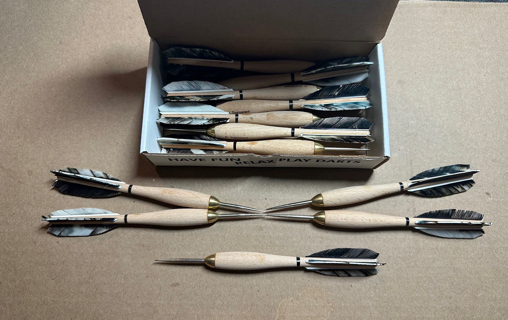 722 White Camo Turkey Feather #1 Elite Series Wooden Darts | Big Boys Darts